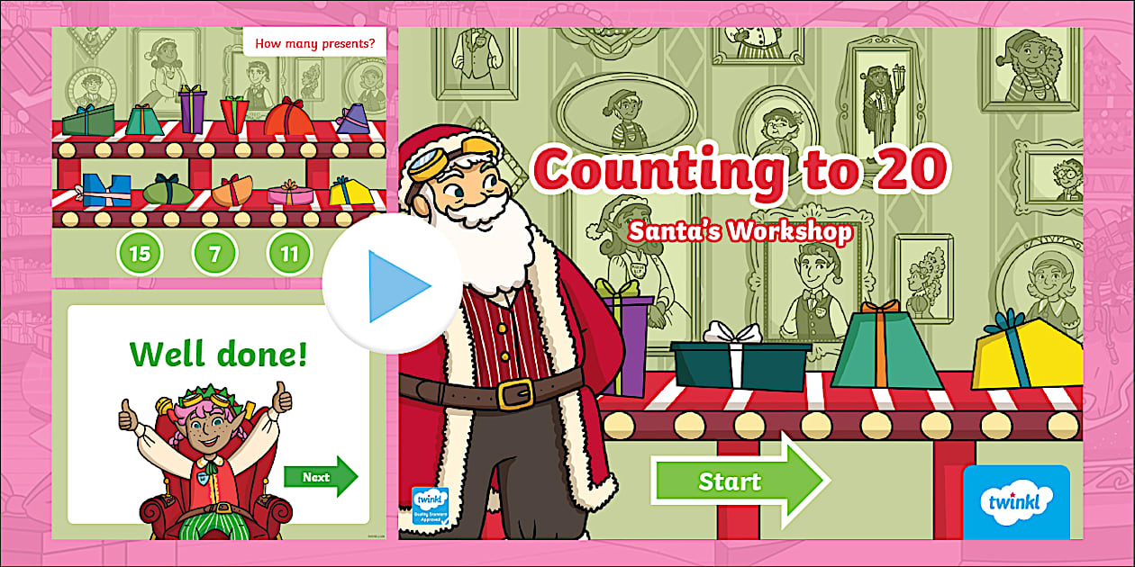 👉 Santa's Workshop Games | Counting to 20 PowerPoint Game