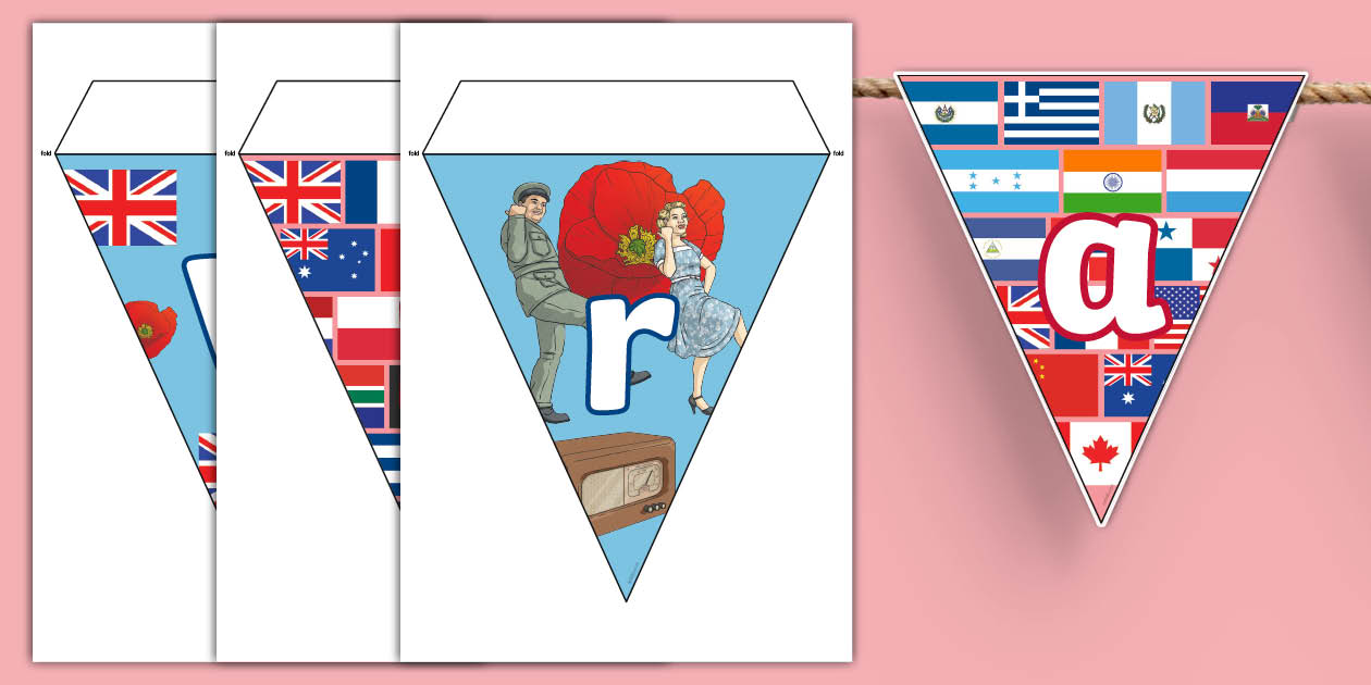 VE Day Display Bunting (teacher made) - Twinkl