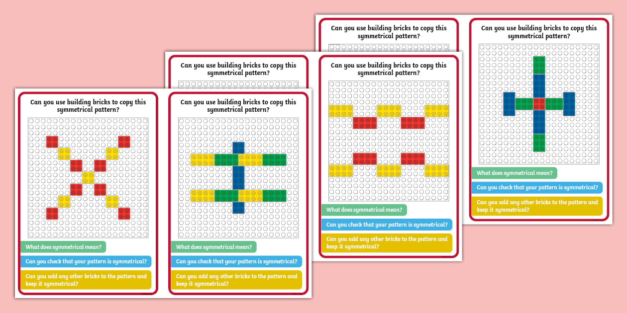 Copy the Symmetrical Building Brick Pattern Activity Cards