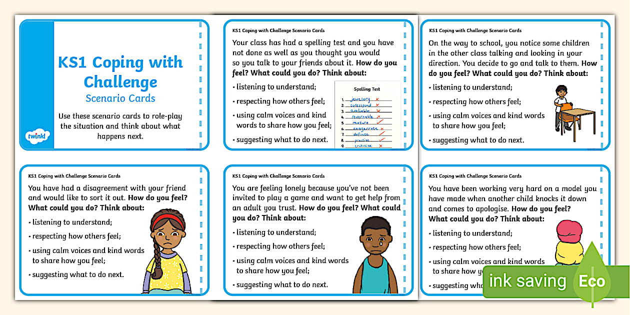 KS1 Challenge Scenario Cards PSHE - Dealing with Challenges