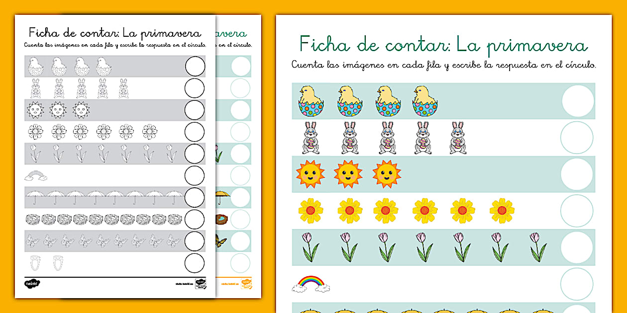 Ficha de contar: La primavera (teacher made) - Twinkl