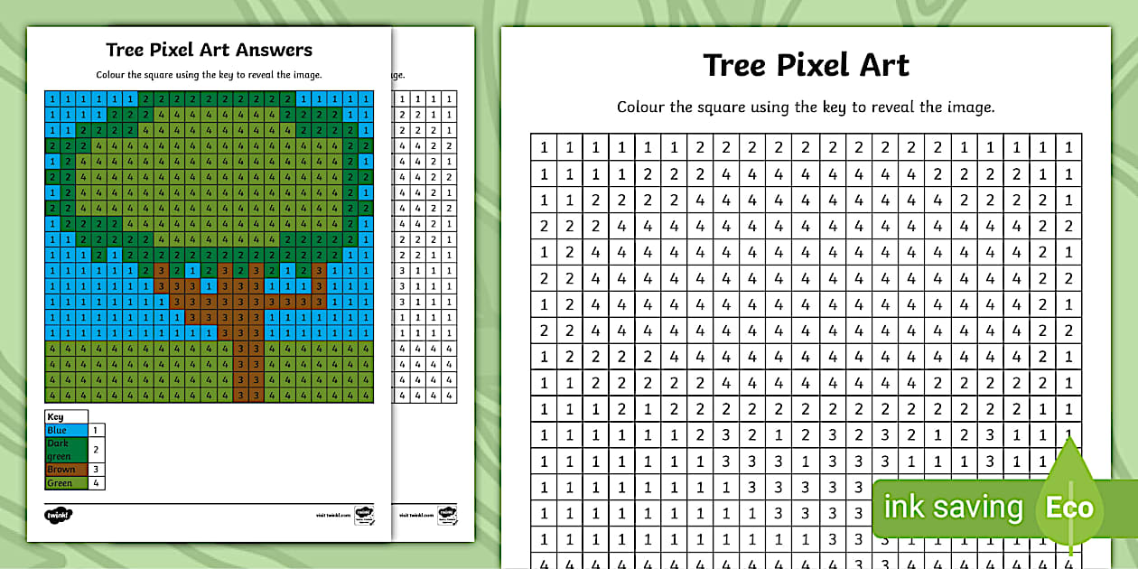 Tree Pixel Art Template (creat de profesori) - Twinkl