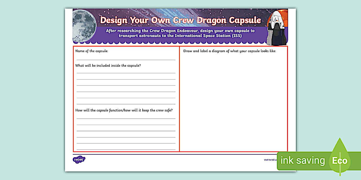 Design Your Own Crew Dragon Capsule (teacher made) - Twinkl