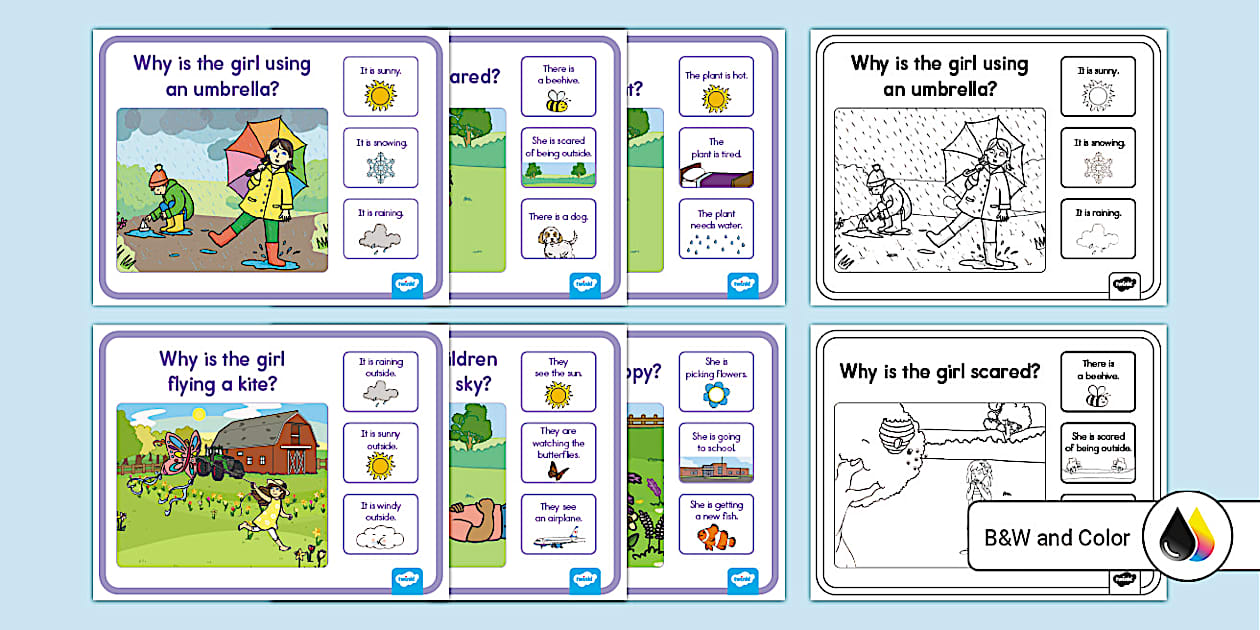 Spring Cause and Effect Scene and Question Cards for K-2nd Grade