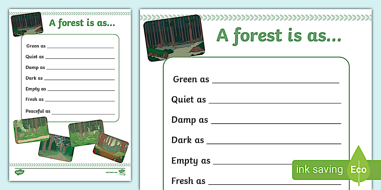 Forest Simile Poem Writing Template (Teacher-Made) - Twinkl