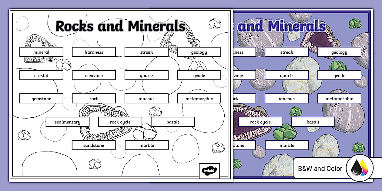 Printable Rocks and Minerals Vocabulary Mat | Twinkl USA