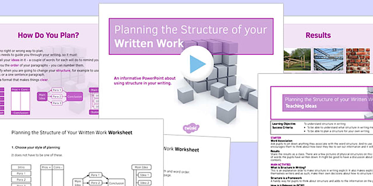 GCSE Creative Writing: Structuring Your Work Lesson Pack