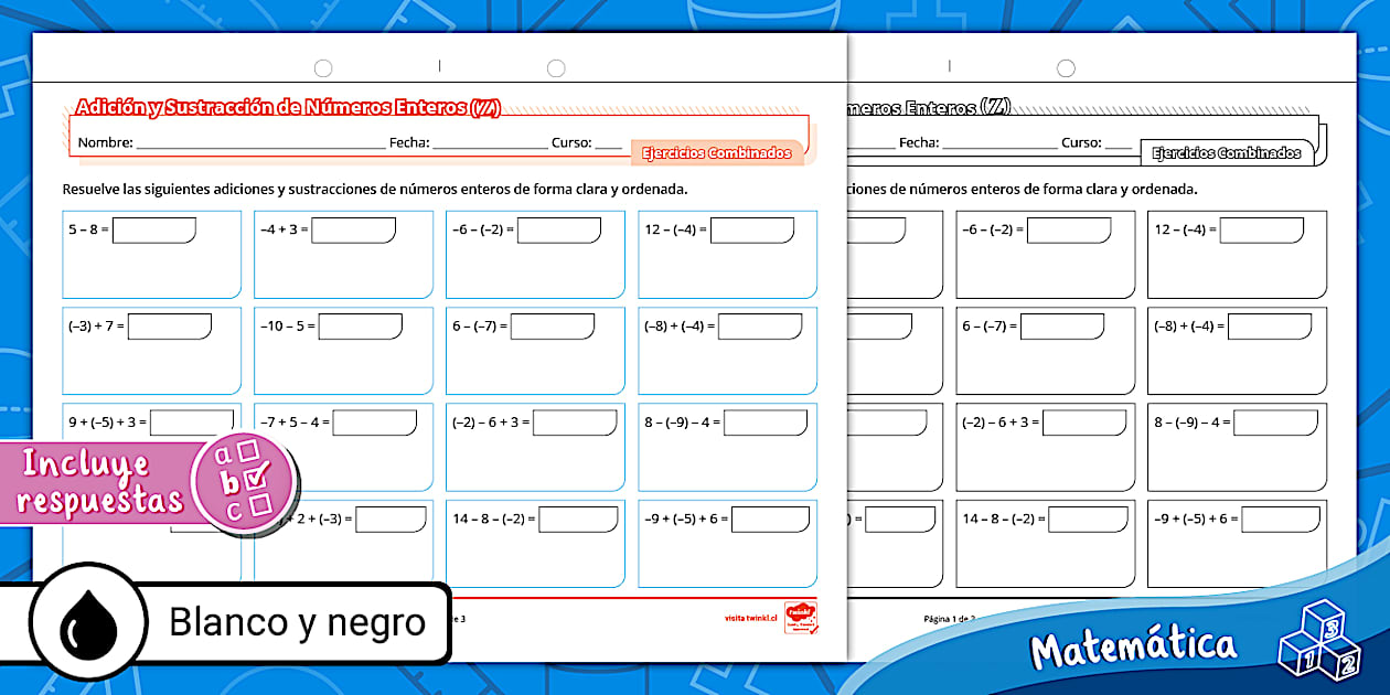 Guía | Números Enteros | Conjunto z | Ejercicios Combinados