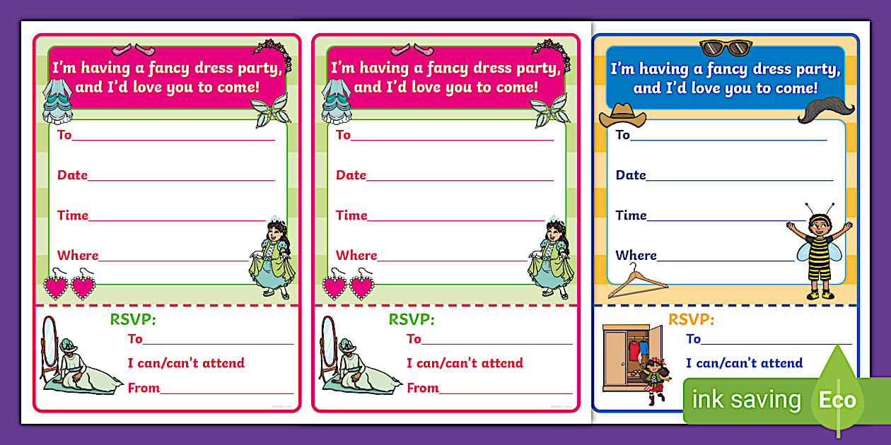 Fancy Dress Party Invitations | Party Invitations | Dresses