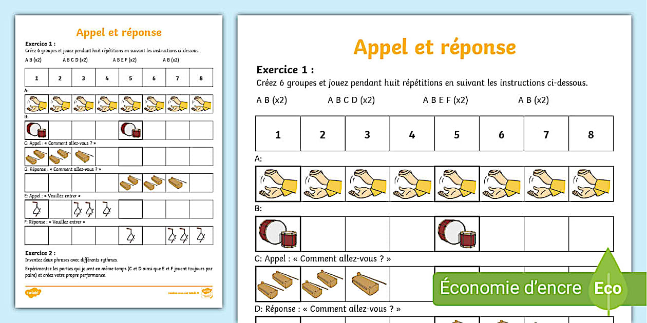 Exercices de musique : appel et réponse (teacher made)