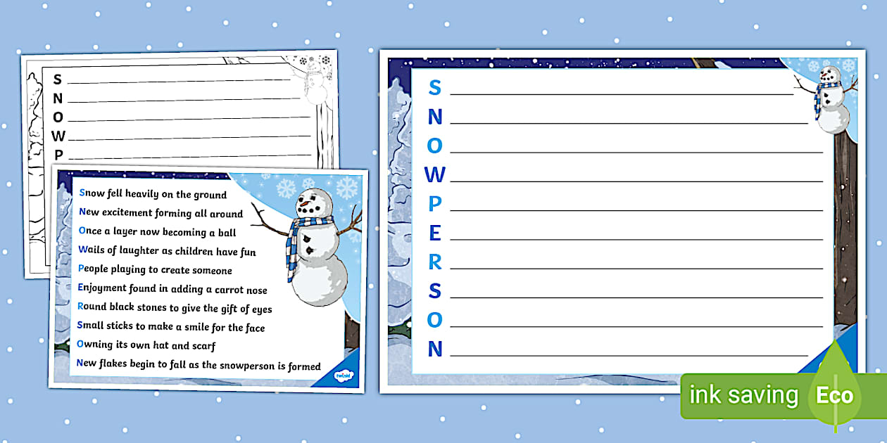 Snowperson Acrostic Poem Template (teacher made) - Twinkl