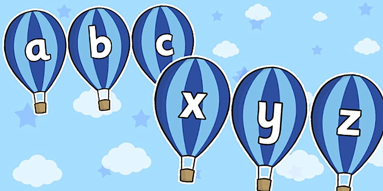 Editable Alphabet on Hot Air Balloons Display Pack - Twinkl