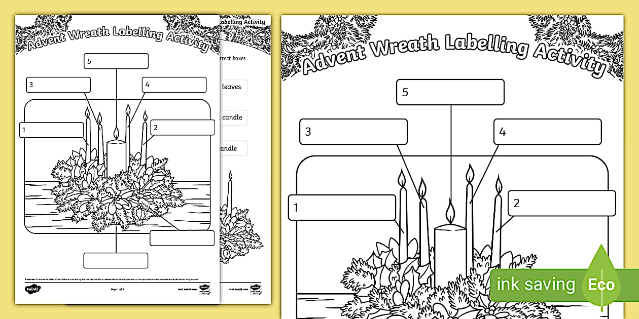 Advent Wreath Labelling Activity - Twinkl - KS1 - Twinkl