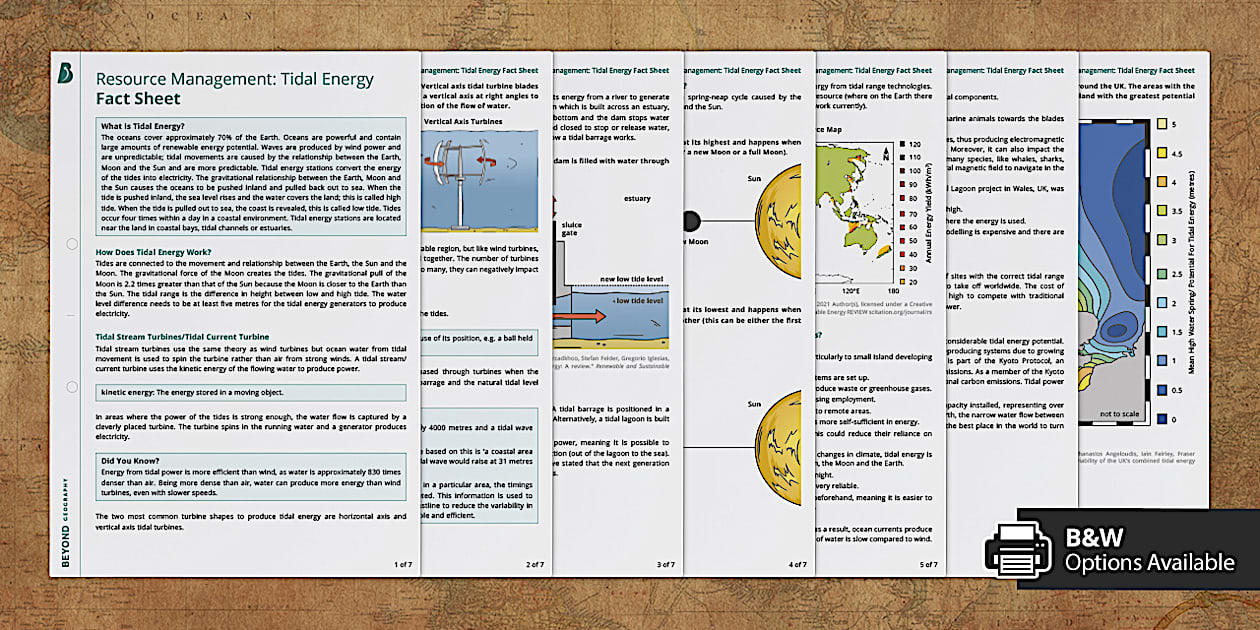 GCSE Resource Management: Tidal Energy Fact Sheet - Twinkl