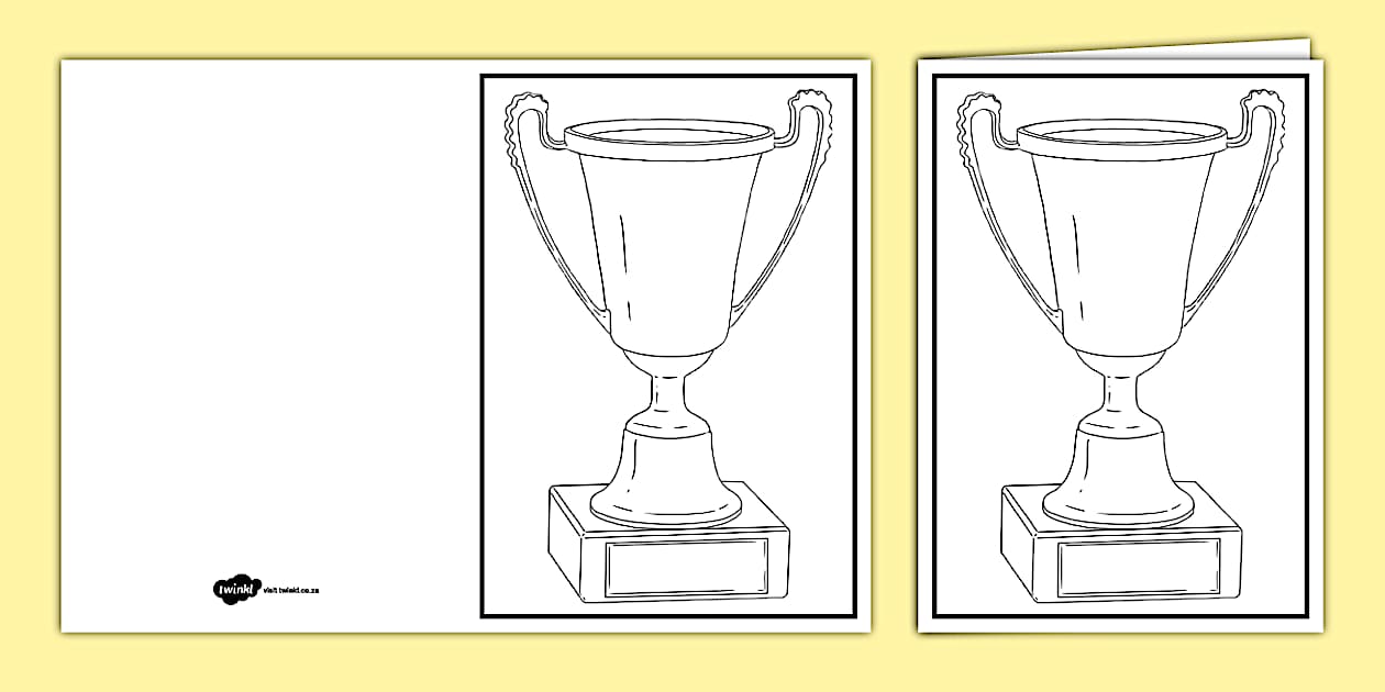 Trophy Colouring Greeting Card (Teacher-Made) - Twinkl