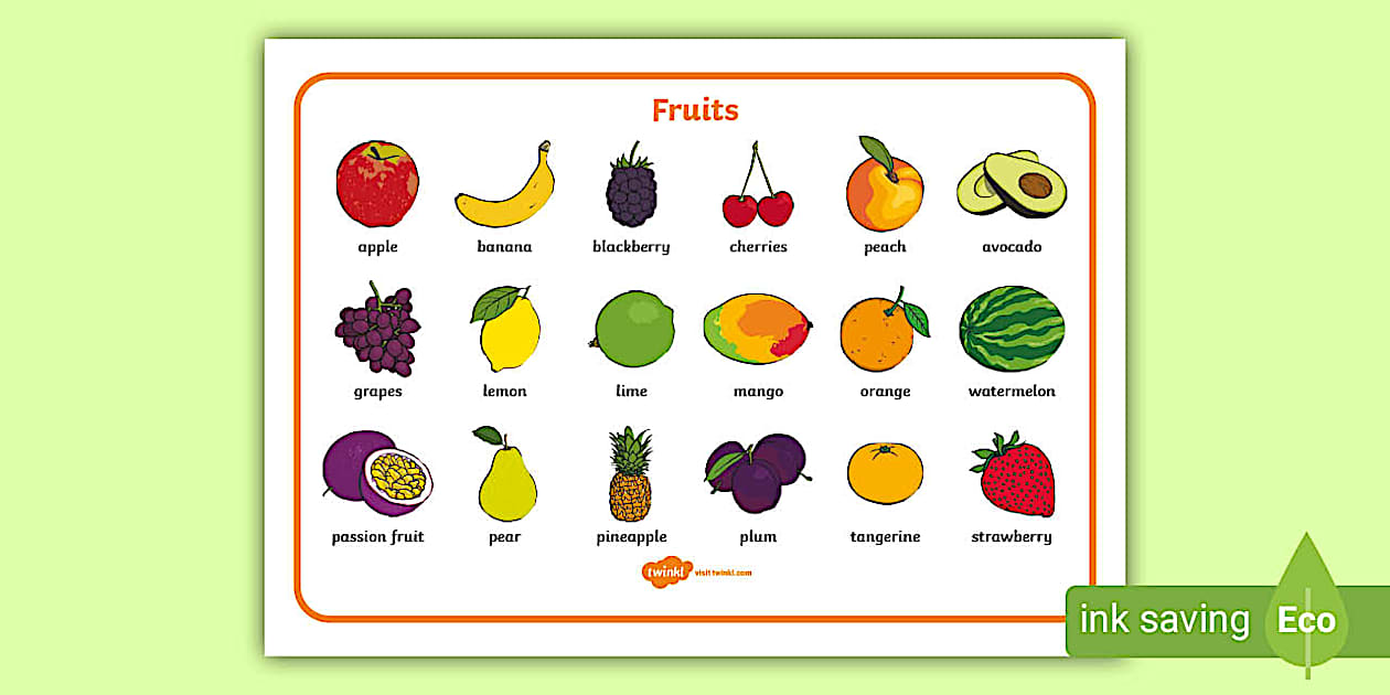 Fruit Word Mat - Fruit Vocabulary (Teacher-Made) - Twinkl