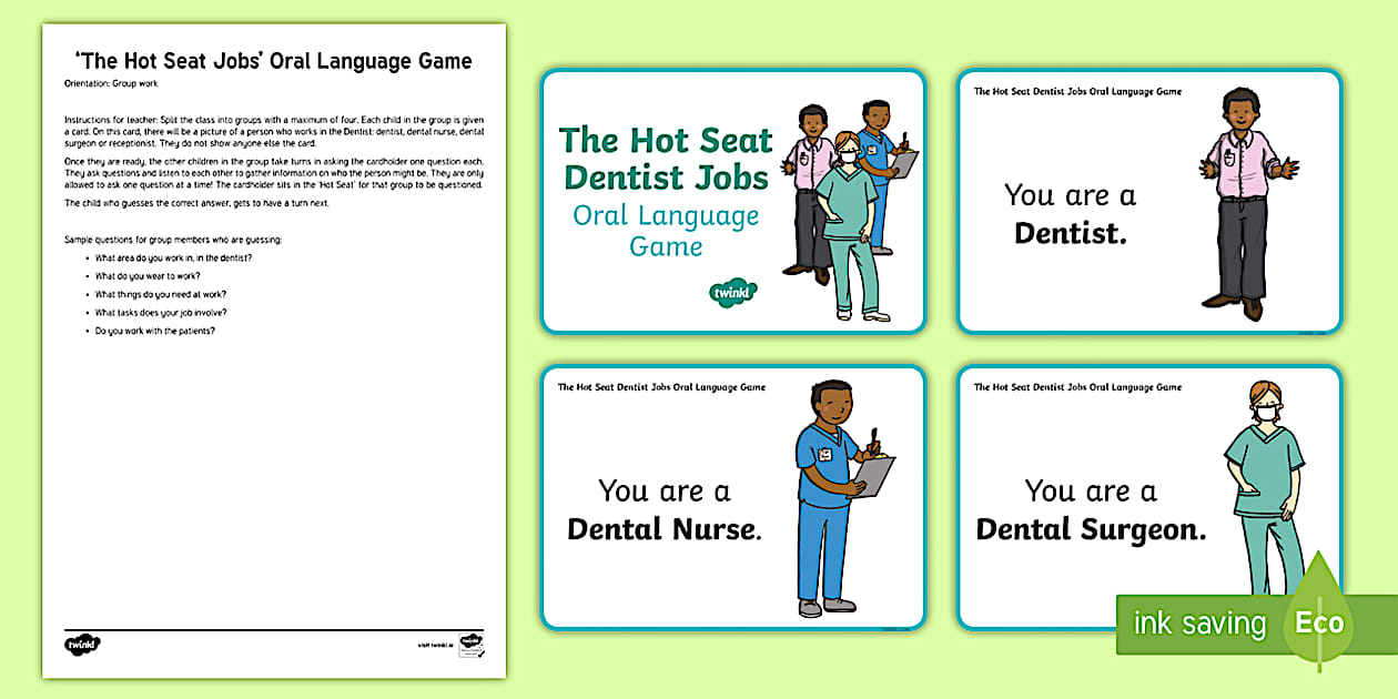 The Dentist Hot Seat Oral Language Role Play Language Cards
