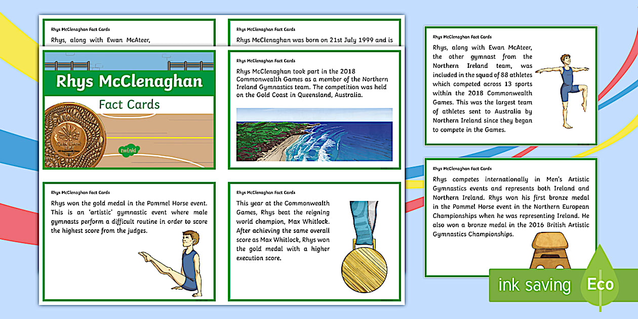 Cursive Rhys McClenaghan Fact Cards (teacher made) - Twinkl