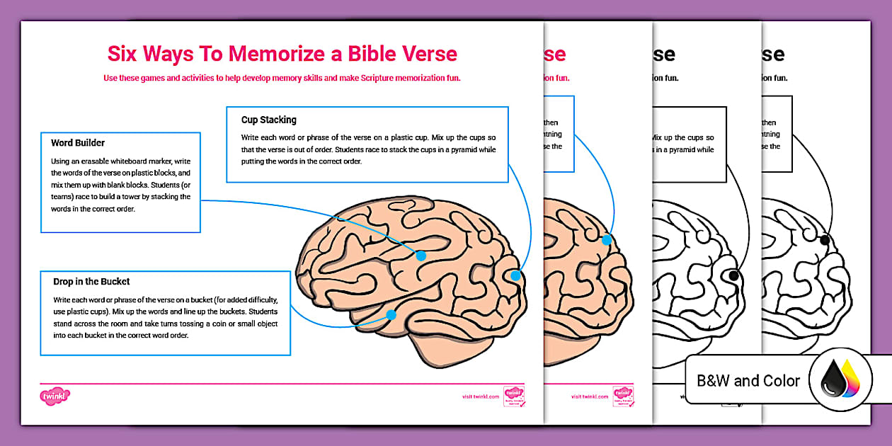 Six Ways To Learn a Bible Memory Verse (teacher made)