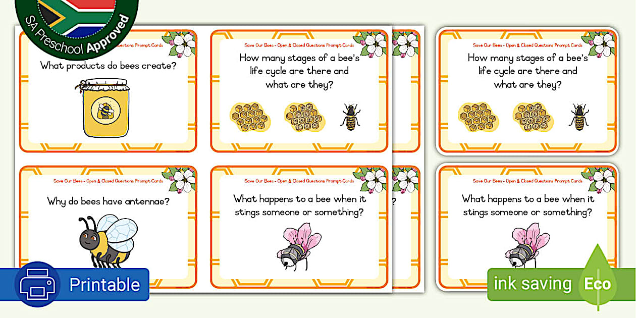 Save Our Bees Open and Closed Questions Prompt Cards