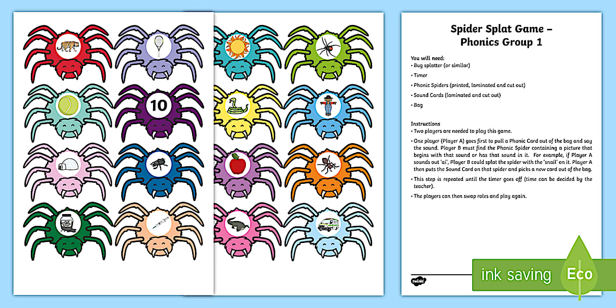 Spider Splat Phonics Group 1 Game (Teacher-Made) - Twinkl