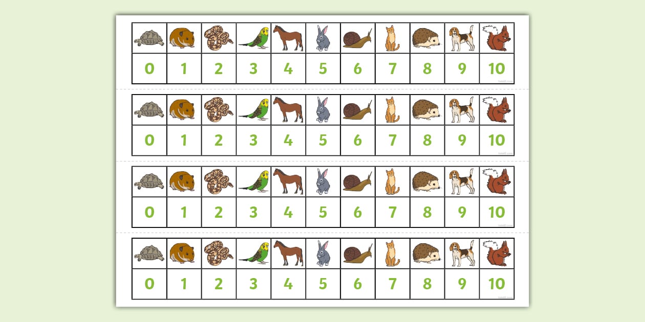 National Pet Month:Pets Number Track (1-10) (teacher made)
