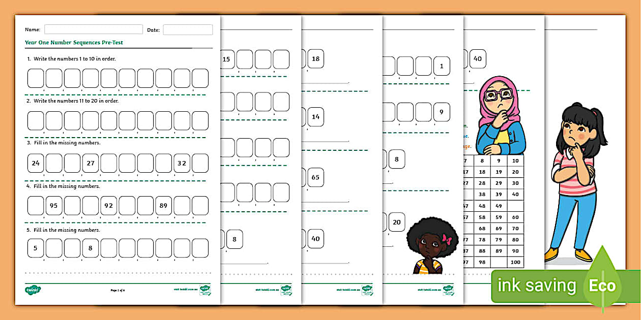 Year 1 Number Sequences Pre-Test and Analysis Guide - Twinkl