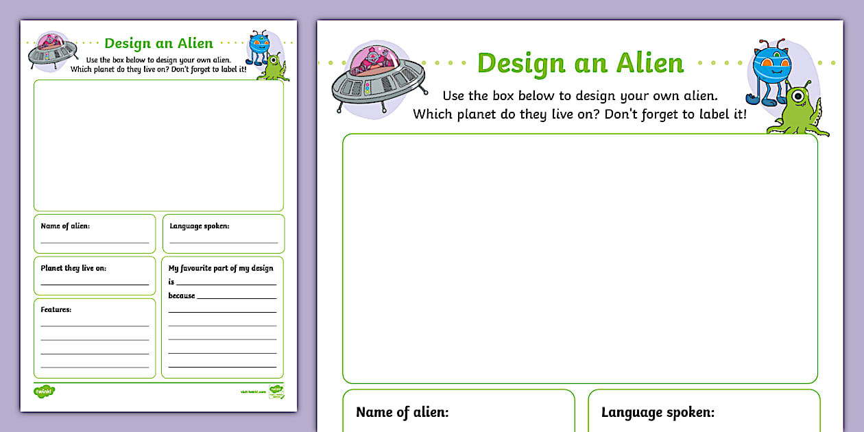 Design an Alien Worksheet (teacher made) - Twinkl