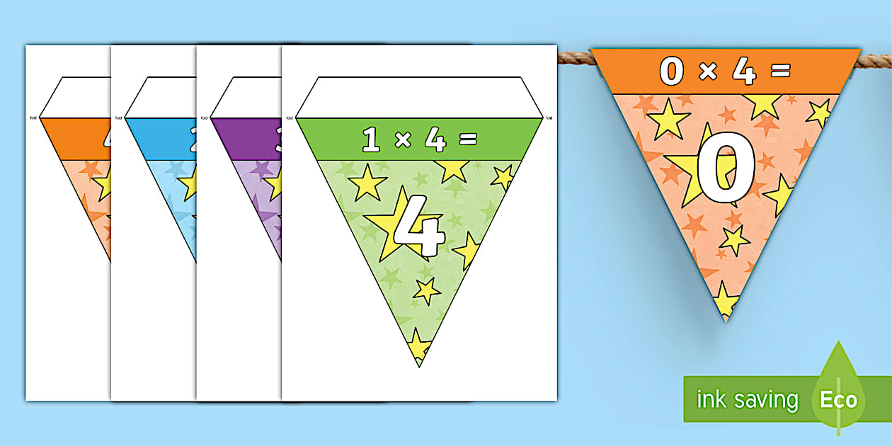 4 Times Table Bunting (teacher made) - Twinkl