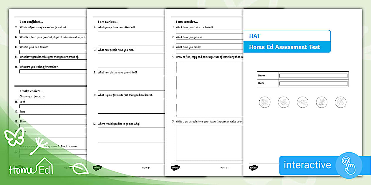 Editable HAT Home Ed Assessment Test (teacher made) - Twinkl