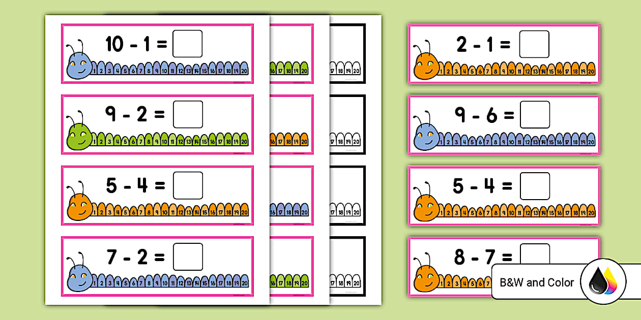 First Grade Count Back Number Line Subtraction Within 10