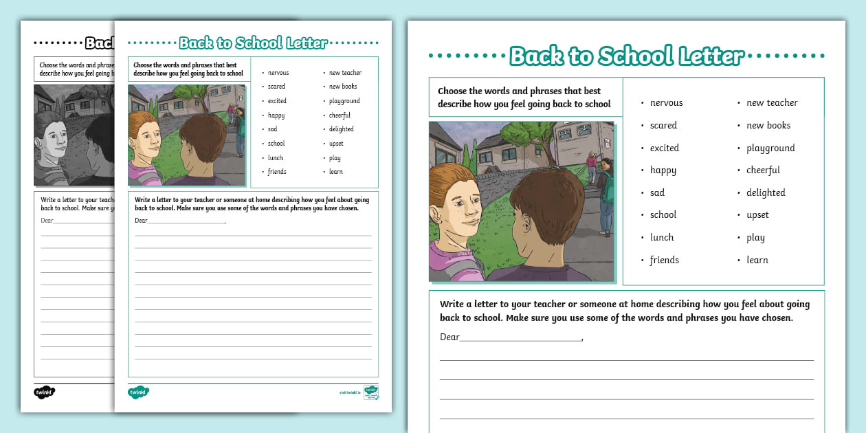 Back to School Letter Writing Template