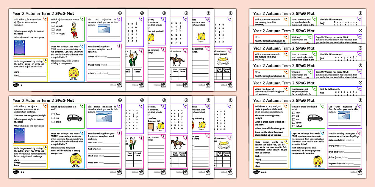 Editable Year 2 Autumn Term 2 SPaG Activity Mats - Twinkl
