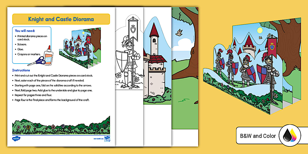 Knight and Castle Diorama Craft (teacher made) - Twinkl