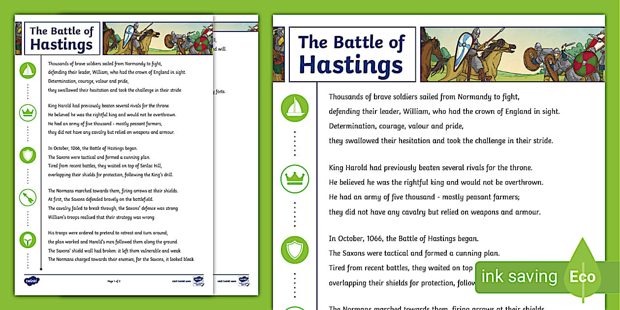 Battle of Hastings Poem | KS2 | Differentiated Comprehension