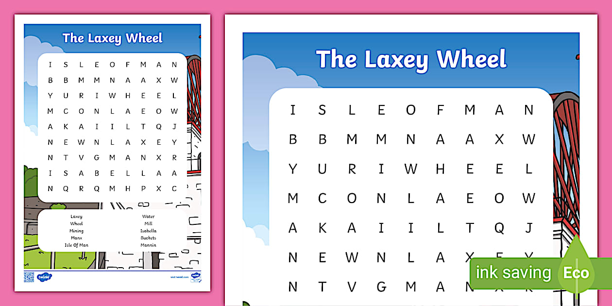 Laxey Wheel Wordsearch (teacher made) - Twinkl