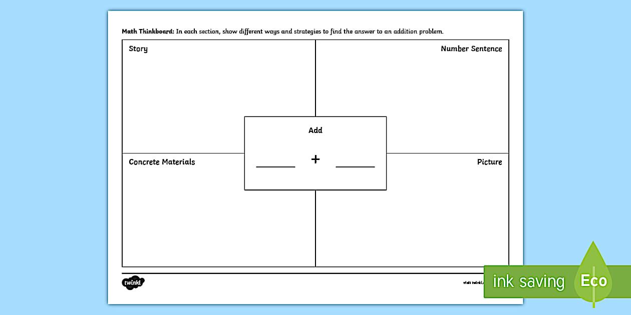 SA Addition Thinkboard Worksheet (professor feito) - Twinkl