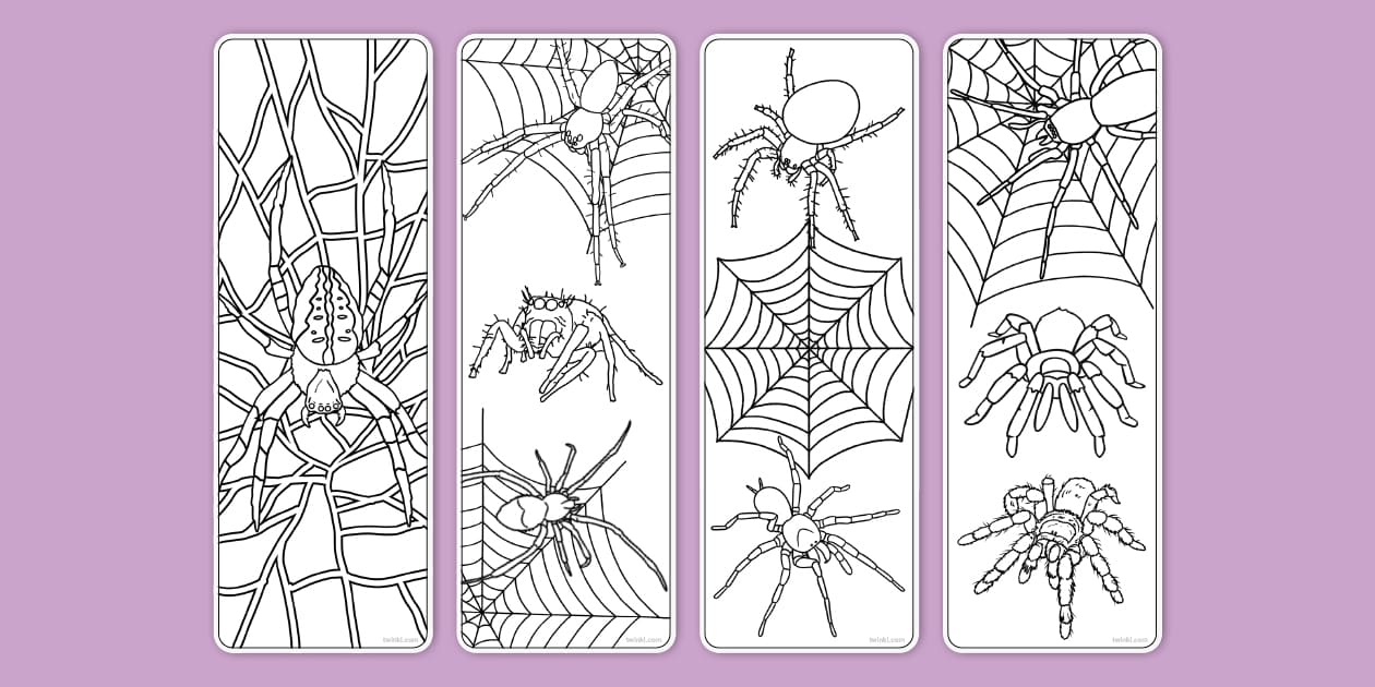 Halloween Spider Colouring Bookmarks (teacher made) - Twinkl