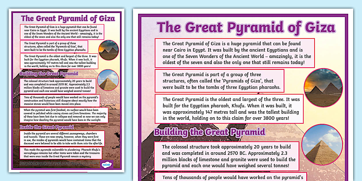 The Great Pyramid of Giza Fact File (teacher made) - Twinkl