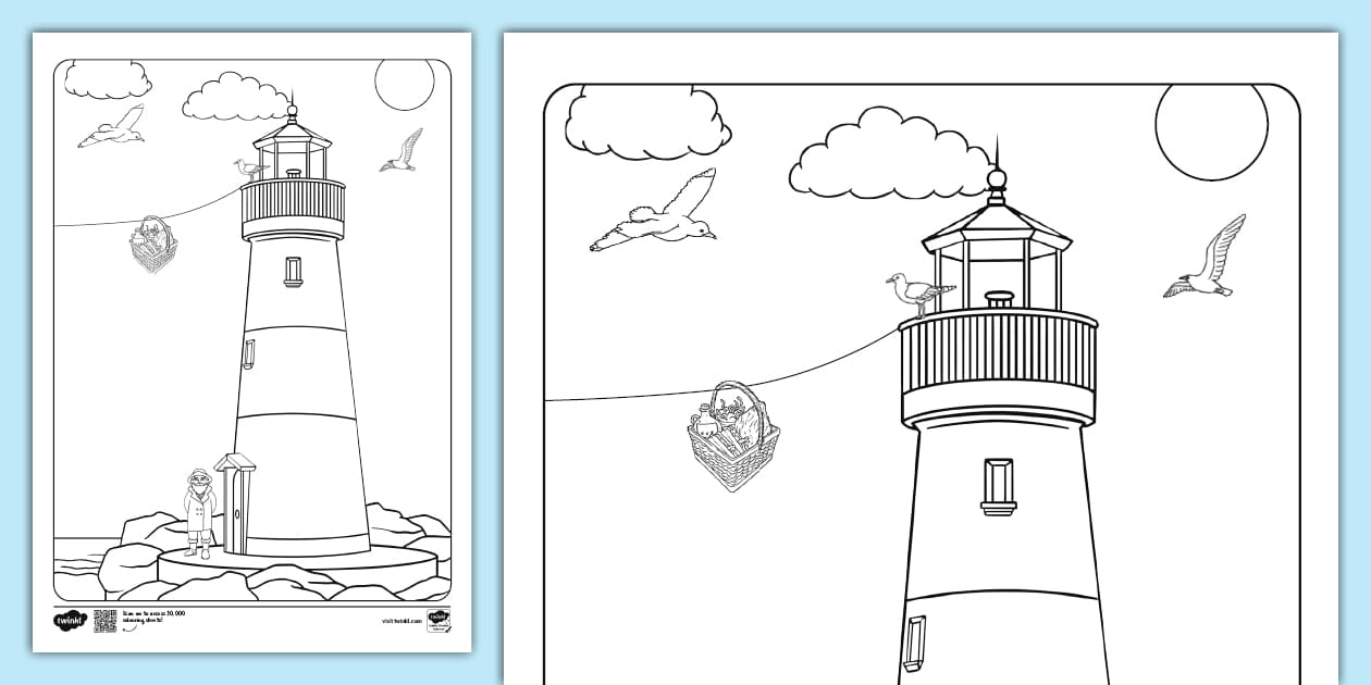 Lighthouse Lunch Montage Colouring Page (teacher made)