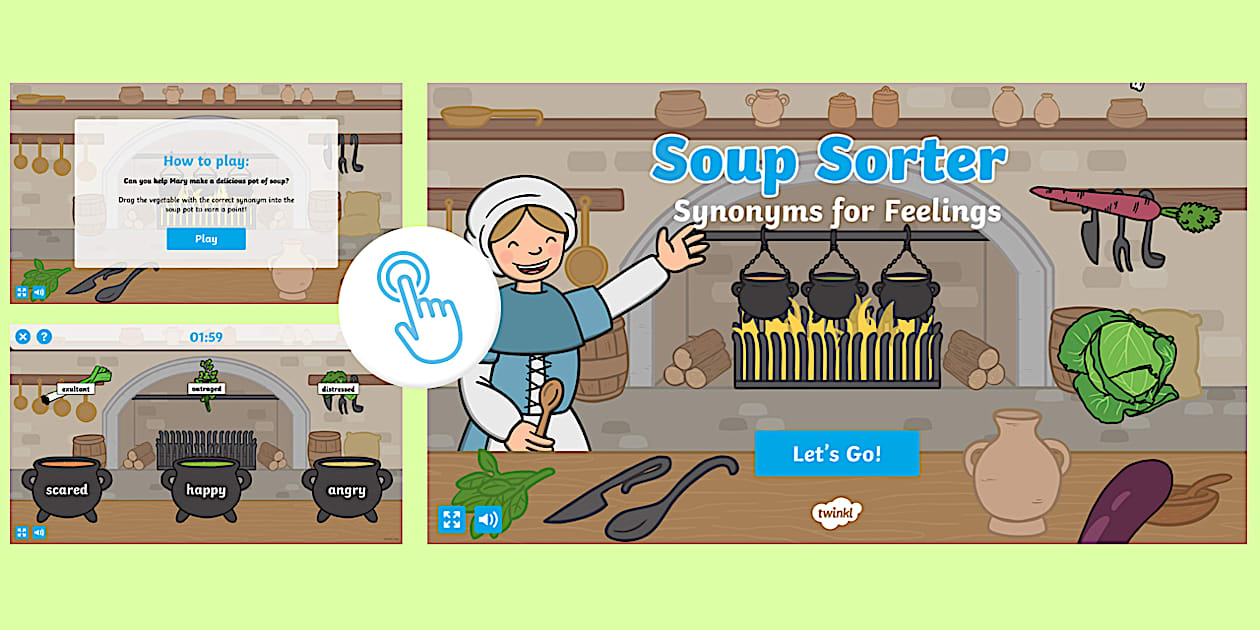 Soup Sorter Synonyms for Feelings Game | English Games KS2
