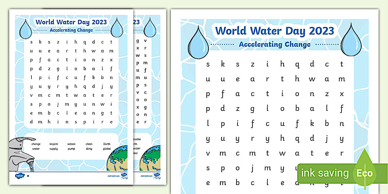 KS1 World Water Day 2022 Word Search - Twinkl
