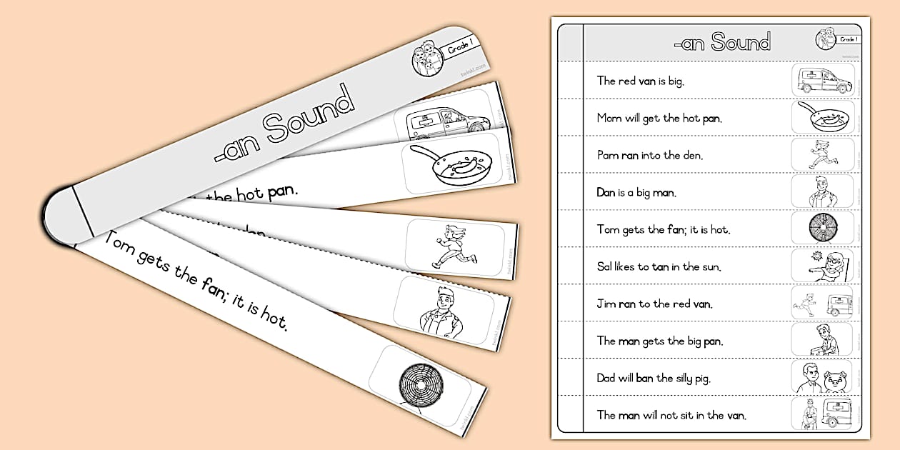Grade 1 Phonics: -an Reading Strips