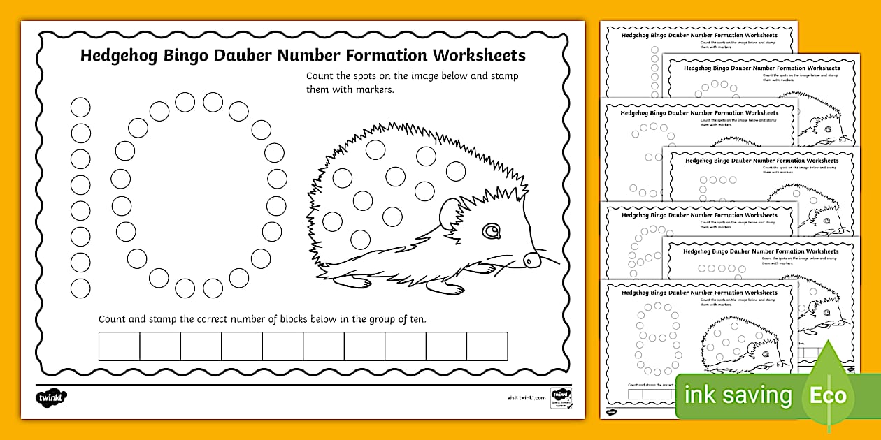 Hedgehog Bingo Dauber Number Formation Worksheets | Twinkl