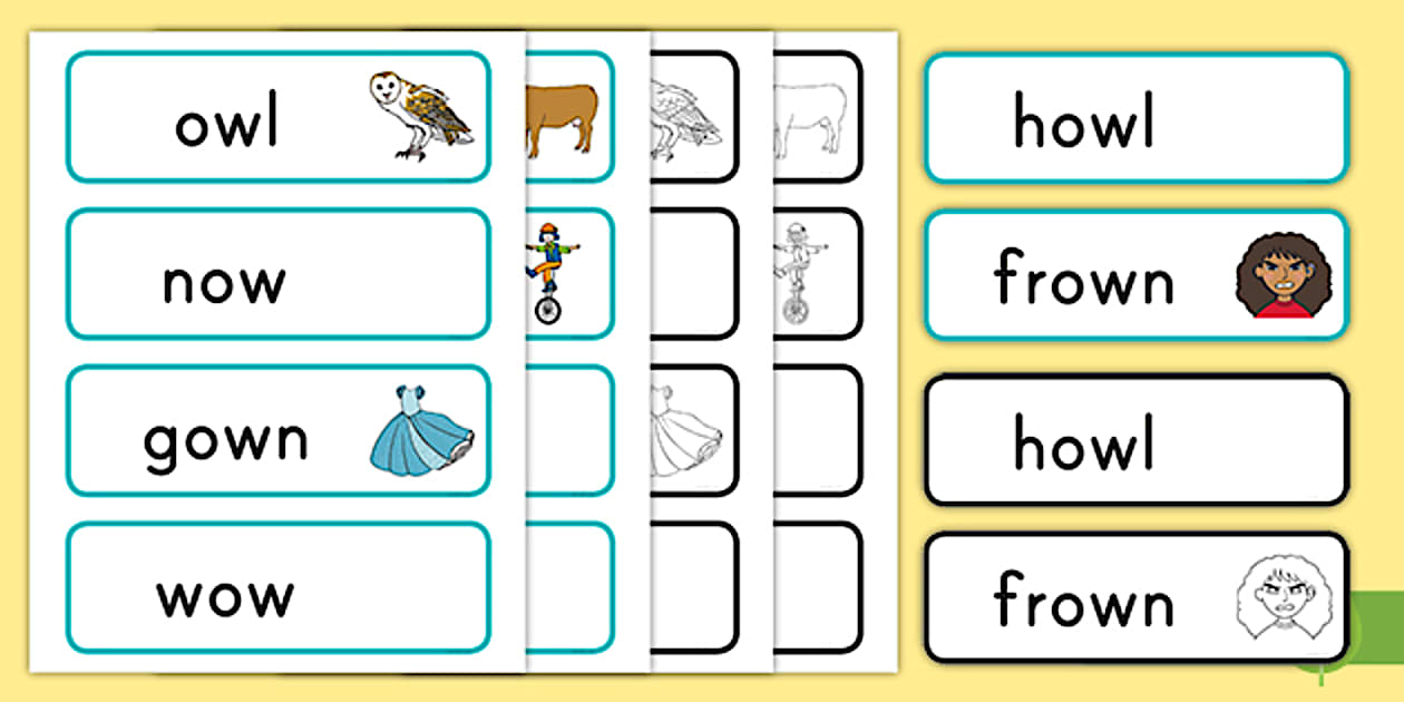 -ow Digraph Word Cards (Teacher-Made) - Twinkl