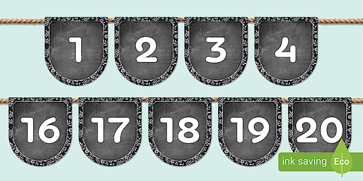 👉 Chalkboard-Themed Numbers 1-20 Display Bunting - Twinkl
