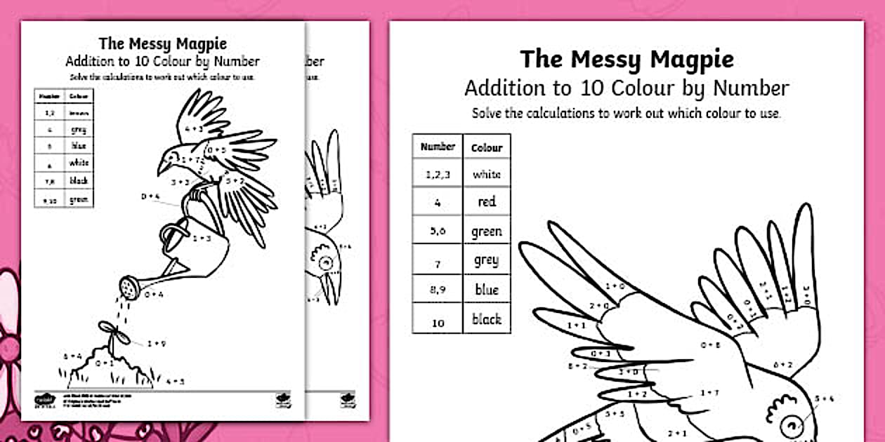 Addition to 10 Colour by Number (teacher made) - Twinkl