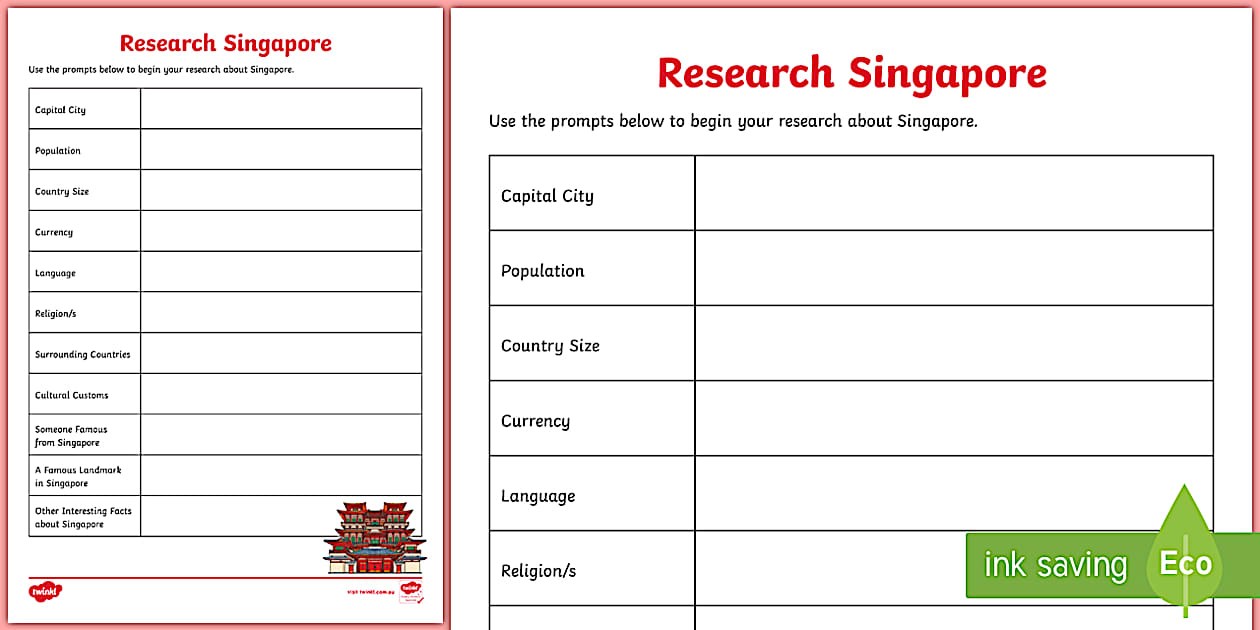 Singapore Research Template Activity (Teacher-Made) - Twinkl