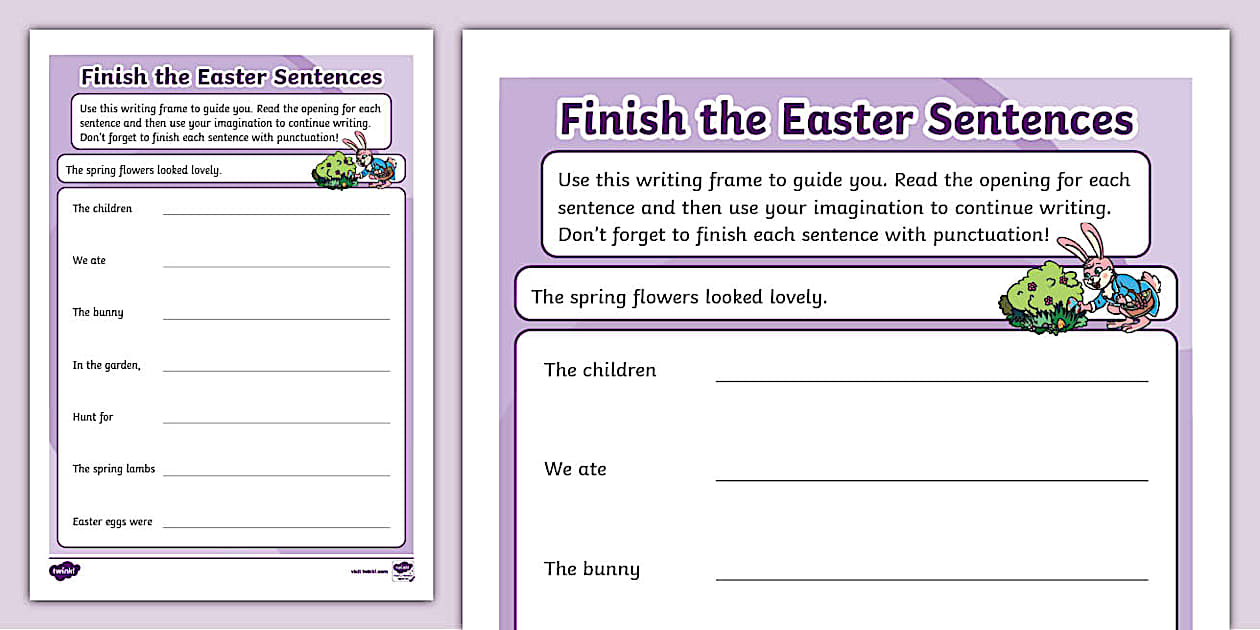 Writing Prompt: Finish the Easter Sentences - Twinkl