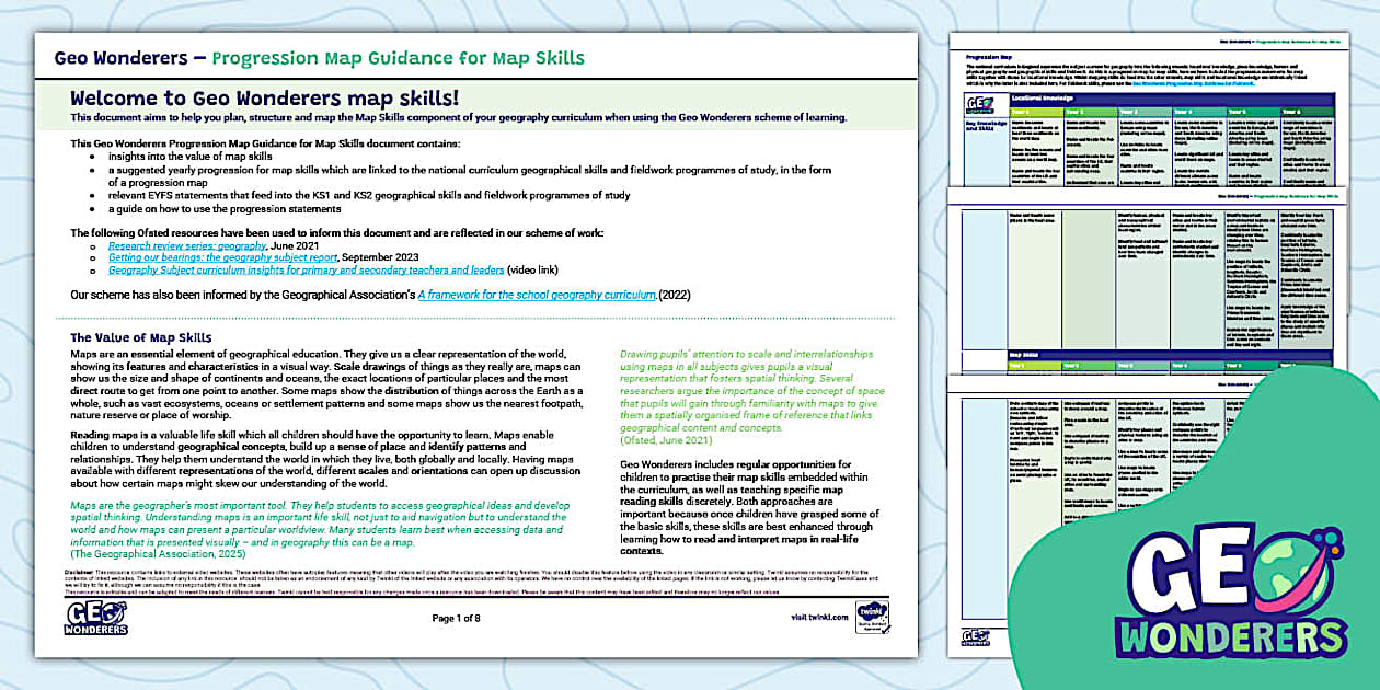 Geo Wonderers Progression Map Guidance for Map Skills